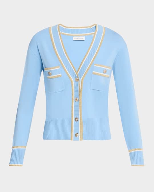 Elie Tahari The Kiva Shimmer-Trim Knit Cardigan | Neiman Marcus