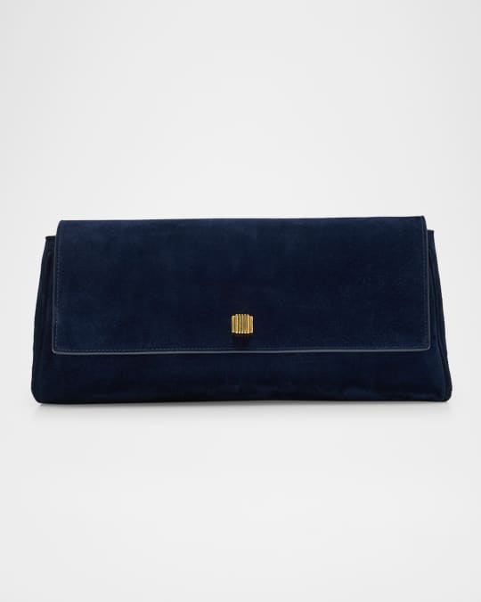 Khaite Audrey Flap Suede Clutch Bag | Neiman Marcus