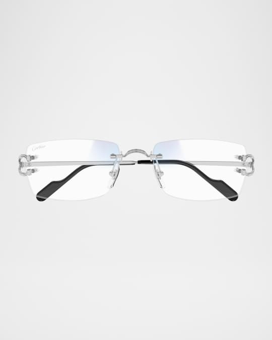 Cartier Men's Metal Rectangle Optical Frames | Neiman Marcus