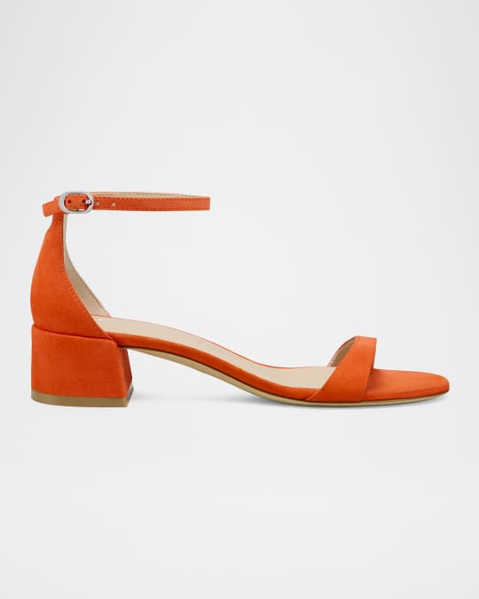 Stuart Weitzman Nudist Suede Ankle-Strap Sandals | Neiman Marcus