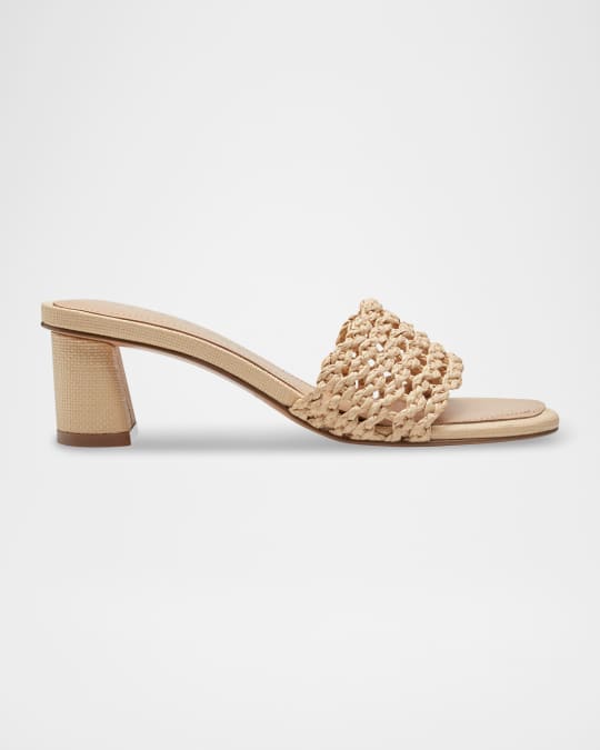 Marc Fisher LTD Jazmin Woven Block-Heel Mule Sandals | Neiman Marcus