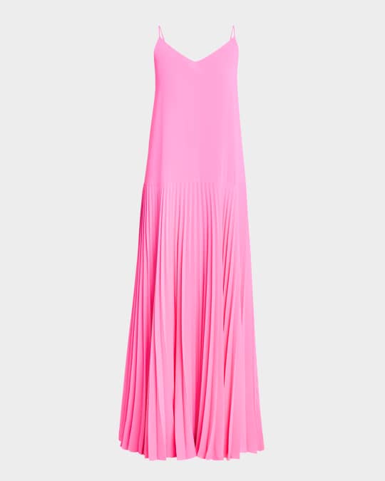 Trina Turk Carve Sleeveless Drop-Waist Pleated Maxi Dress | Neiman Marcus