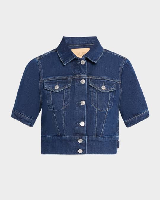 PAIGE Kendra Short-Sleeve Denim Jacket | Neiman Marcus