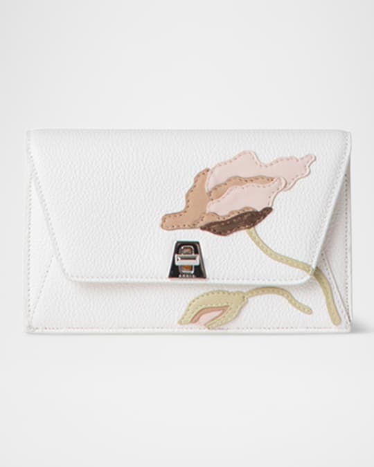 Akris Anouk Envelope Flap Flower Leather Shoulder Bag | Neiman Marcus