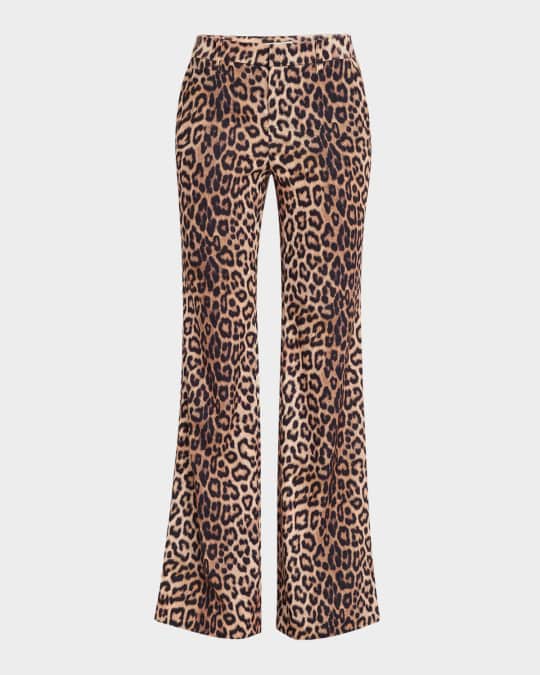 ALICE + OLIVIA Remi Leopard Slim Bootcut Pants | Neiman Marcus