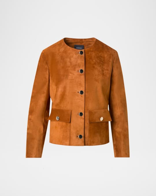 Akris Lamb Suede Single-Breasted Winter Jacket | Neiman Marcus