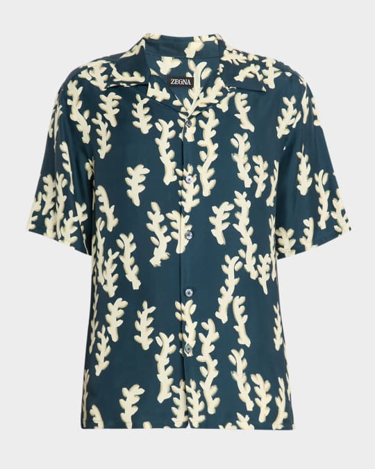 ZEGNA Men's Silk Oasi Print Camp Shirt | Neiman Marcus