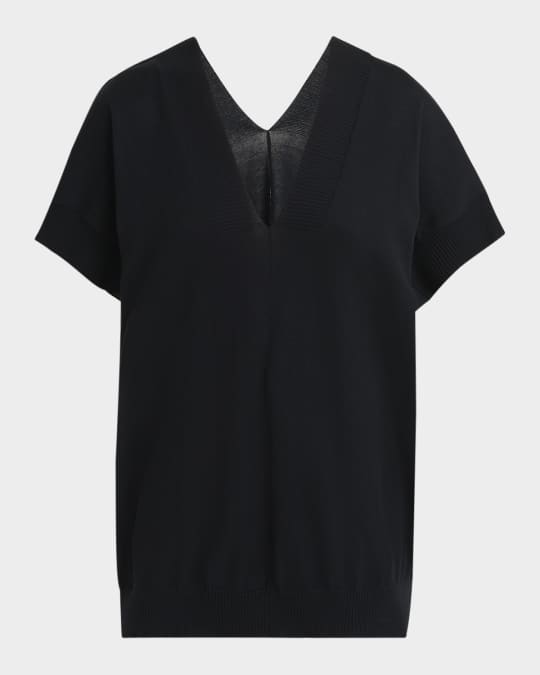 Plan C V-Neck Low-Back Knit Sweater | Neiman Marcus
