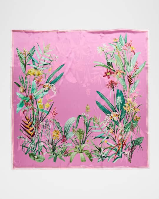 St. Piece Ailee Floral-Print Silk Scarf | Neiman Marcus