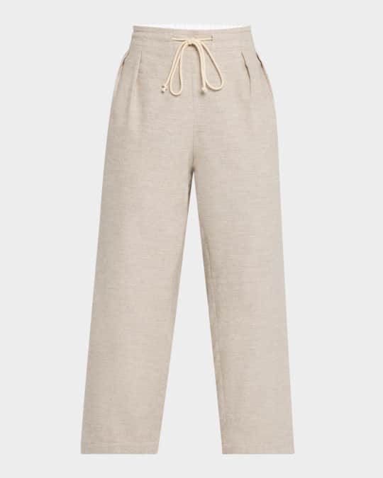 MARIA MCMANUS Cosy Straight-Leg Ankle Drawstring Pants | Neiman Marcus