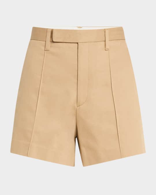 MARIA MCMANUS High-Rise Pintuck Shorts | Neiman Marcus