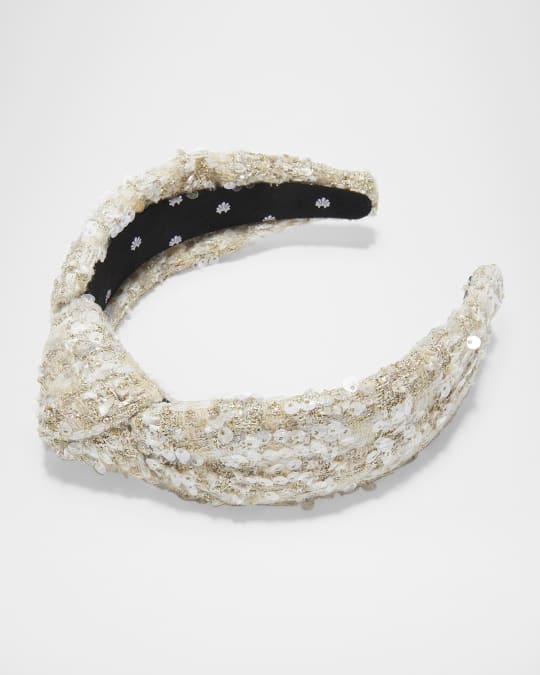 Lele Sadoughi Knotted Sequin Boucle Headband | Neiman Marcus