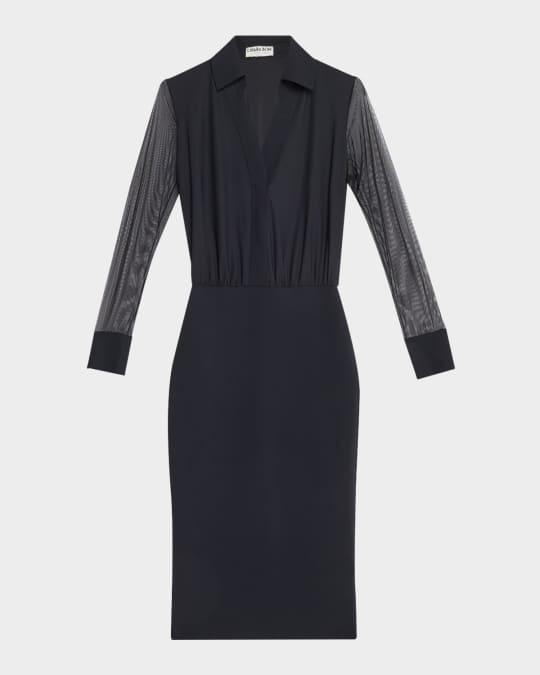Chiara Boni La Petite Robe Illusion-Sleeve Bodycon Dress | Neiman Marcus