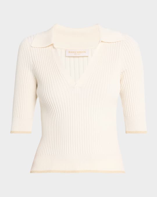 Ramy Brook Kelly Ribbed Short-Sleeve Sweater | Neiman Marcus