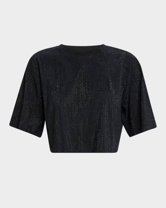 PURPLE Rhinestone Cropped Boy Tee | Neiman Marcus