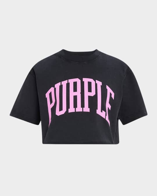 PURPLE Short-Sleeve Logo Boyfriend Tee | Neiman Marcus