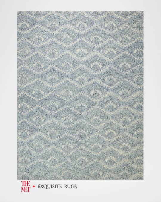 Exquisite Rugs x THE MET Bargello Hand-Tufted Light Blue Rug, 10' x 14 ...