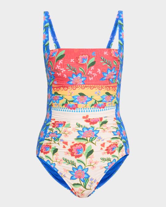 Johnny Was Roumba Roo Ruched One-Piece Swimsuit | Neiman Marcus