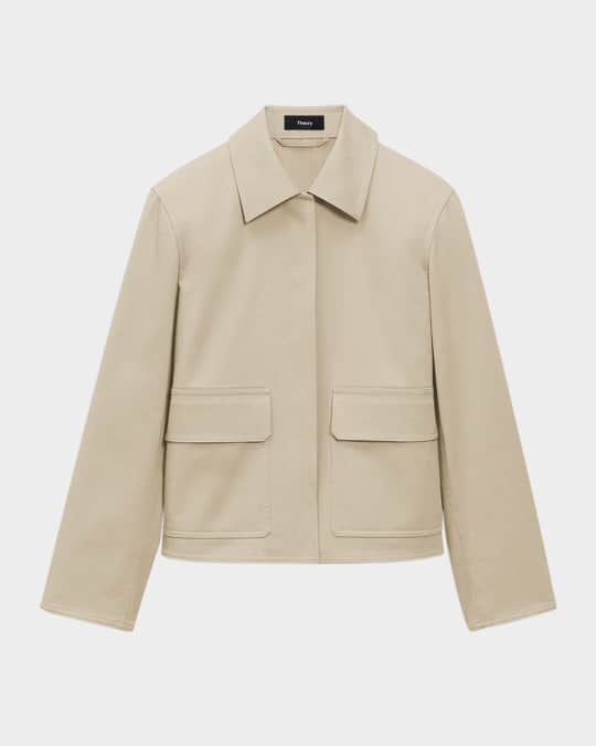 Theory Short Boxy Trench Jacket | Neiman Marcus