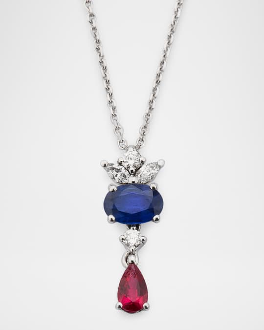 Krisonia 18K White Gold Tricolor Necklace with Diamonds | Neiman Marcus
