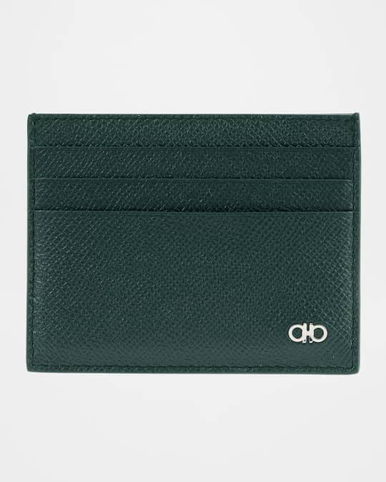 Ferragamo Men's Micro-Gancio Leather Card Case | Neiman Marcus