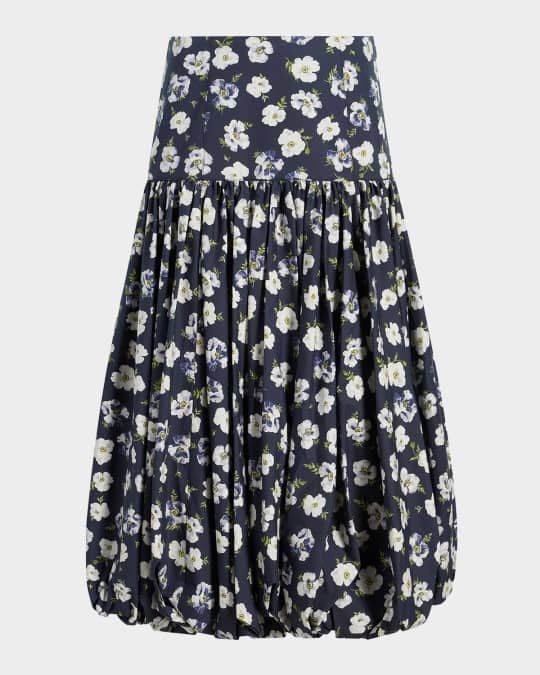 Cinq a Sept Ellah Tossed Poppies Bubble Skirt | Neiman Marcus