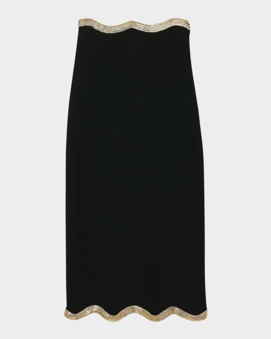 Sandro Casablanca Wavy Trim Midi Skirt | Neiman Marcus