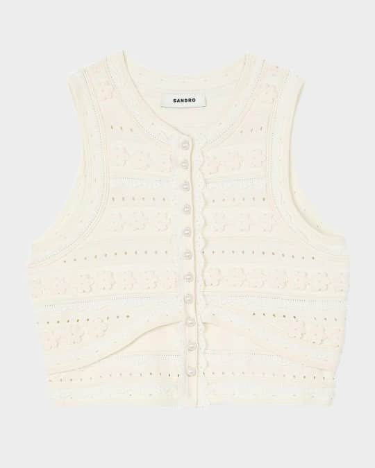 Sandro Propriano Knit Button-Front Top | Neiman Marcus