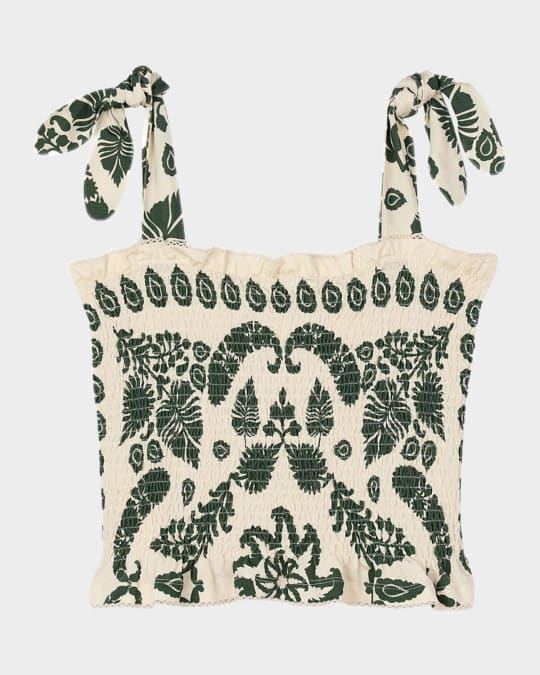 Sandro Ramatuelle Smocked Shoulder-Tie Top | Neiman Marcus