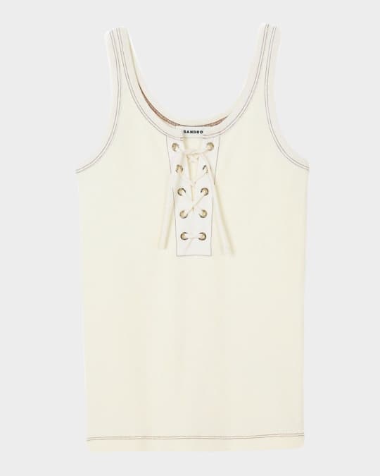 Sandro Safari Lace-Up Tank Top | Neiman Marcus