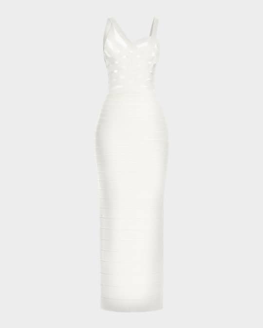 Herve Leger Adeline Crossover Mesh Bandage Gown | Neiman Marcus