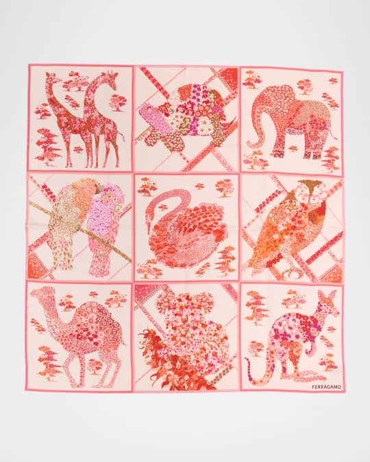 Ferragamo Rosa Patchwork Print Silk Foulard Scarf | Neiman Marcus