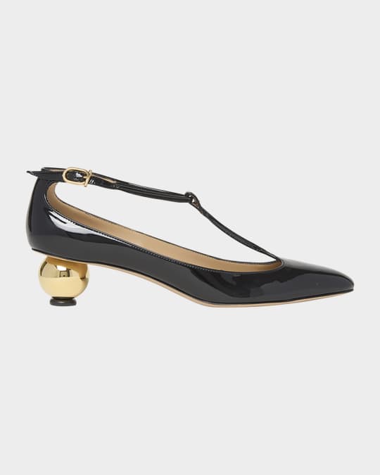 Ferragamo Tania Patent T-Strap Pumps | Neiman Marcus
