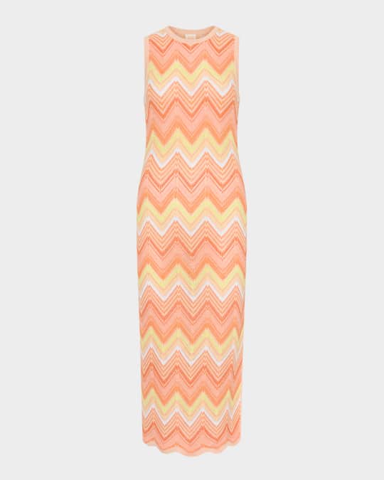 Milly Multi Zig-Zag Sleeveless Midi Dress | Neiman Marcus