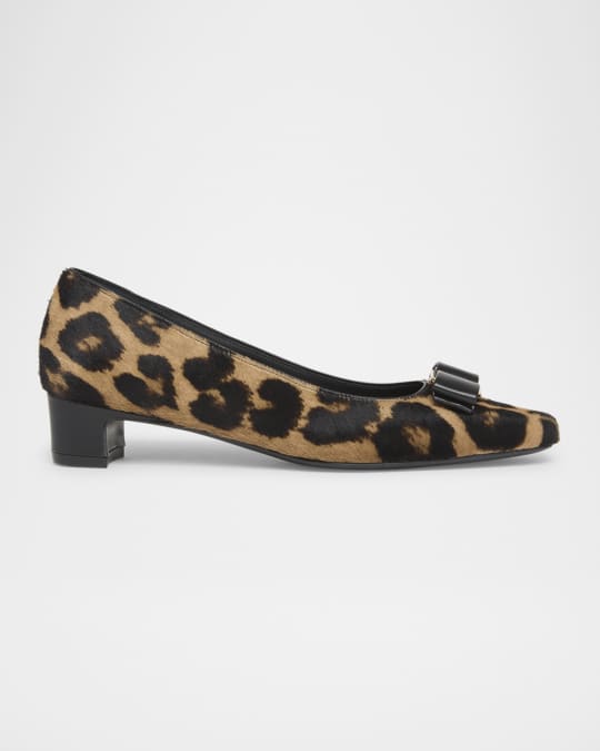 Ferragamo Rirri Leopard Bow Ballerina Pumps | Neiman Marcus