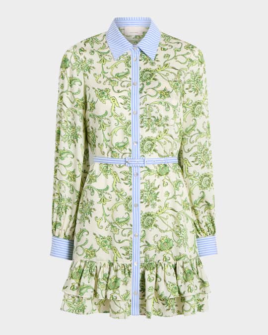 Cinq a Sept Tirza Paisley Long-Sleeve Mini Dress | Neiman Marcus