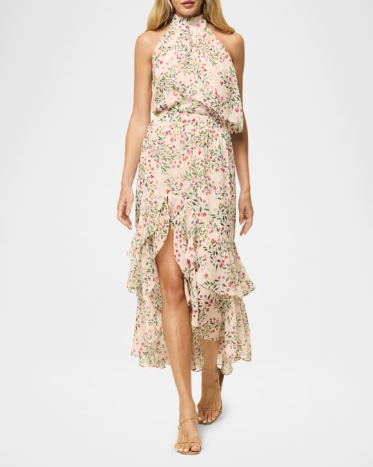 MISA Los Angeles Seva Asymmetric Chiffon Midi Skirt | Neiman Marcus