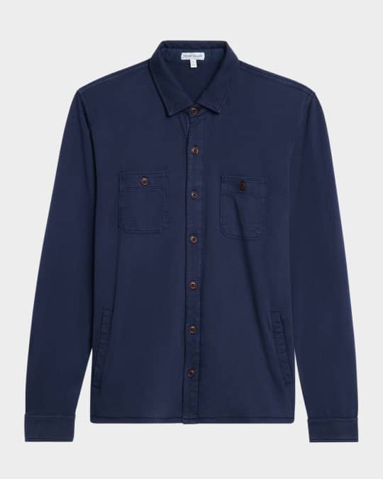 Peter Millar Men's Lava Wash Fleece Knit Shirt Jacket | Neiman Marcus