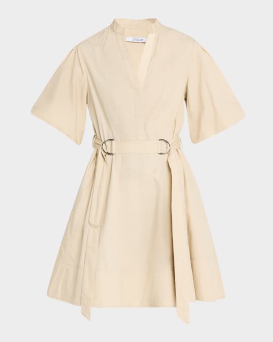 Derek Lam 10 Crosby Bennett Balloon-Sleeve Belted Dress | Neiman Marcus
