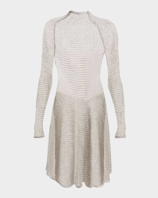 ALAIA Funnel-Neck Chainmail Mesh Knit Mini Dress | Neiman Marcus