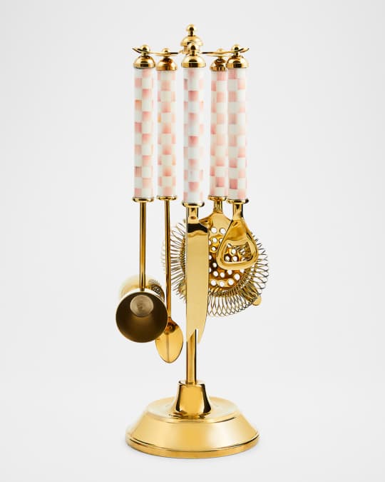 MacKenzie-Childs Rosy Check 3260 Bar Tool Set | Neiman Marcus
