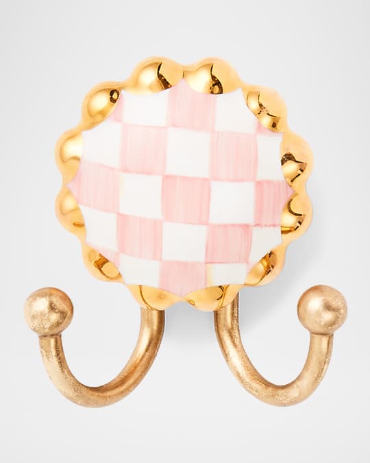 MacKenzie-Childs Rosy Check Round Hook | Neiman Marcus