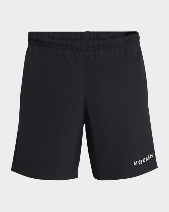 McQueen Men's Logo Embroidered Swim Shorts | Neiman Marcus