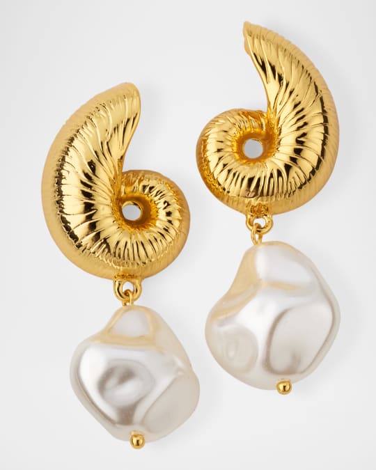 Kenneth Jay Lane Seashell Pearly Drop Earrings | Neiman Marcus