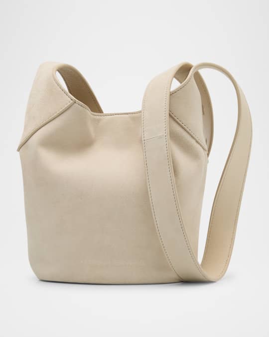 Brunello Cucinelli Structured Small Suede Bucket Bag | Neiman Marcus