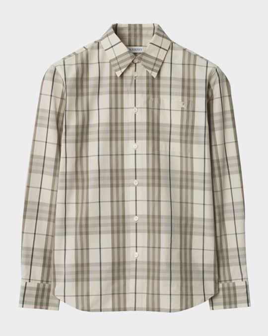 Burberry Check Cotton Button-Down Shirt | Neiman Marcus