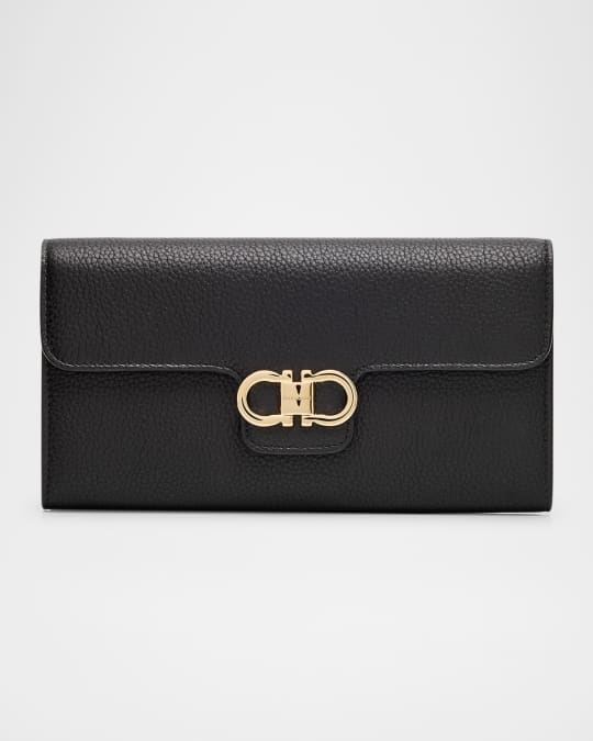 Ferragamo Double Gancio Grain Leather Clutch Bag | Neiman Marcus