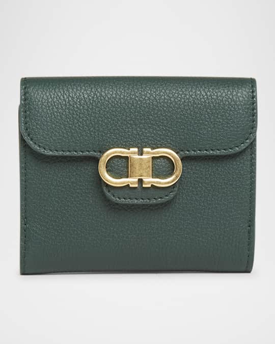 Ferragamo Double Gancio Grainy Leather Wallet | Neiman Marcus