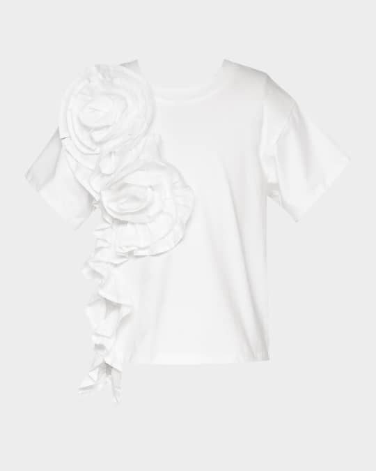 Hannah Banana Girl's Jersey T-shirt W/ 3D Floral Trim, Size 4-14 ...