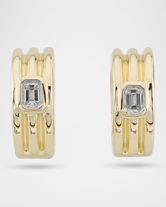 STONE AND STRAND Trio Ridge Diamond Huggie Earrings | Neiman Marcus